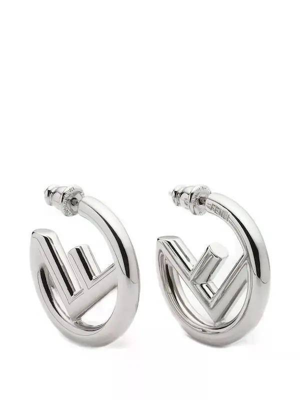 Fendi F Is Logo Hoop Earrings - Silver