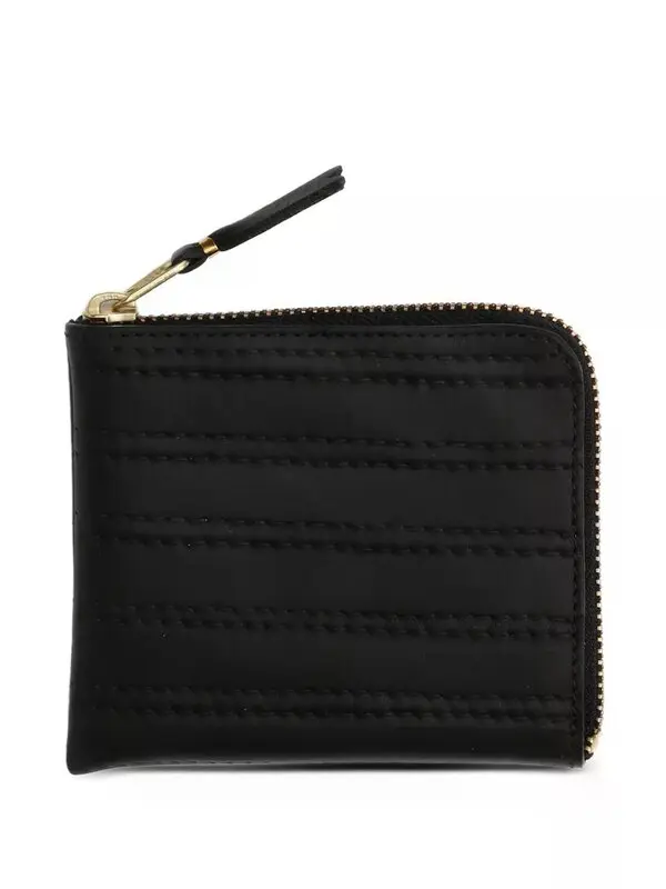 Comme Des Garçons Stitched-detail Zipped Wallet - Black
