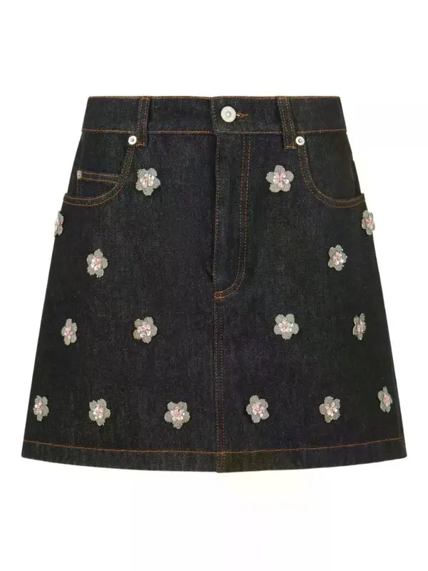 Marni Daisy Appliqué Denim Mini Skirt