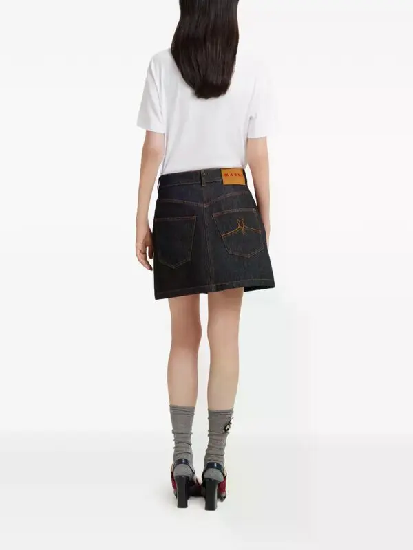 Marni Daisy Appliqué Denim Mini Skirt