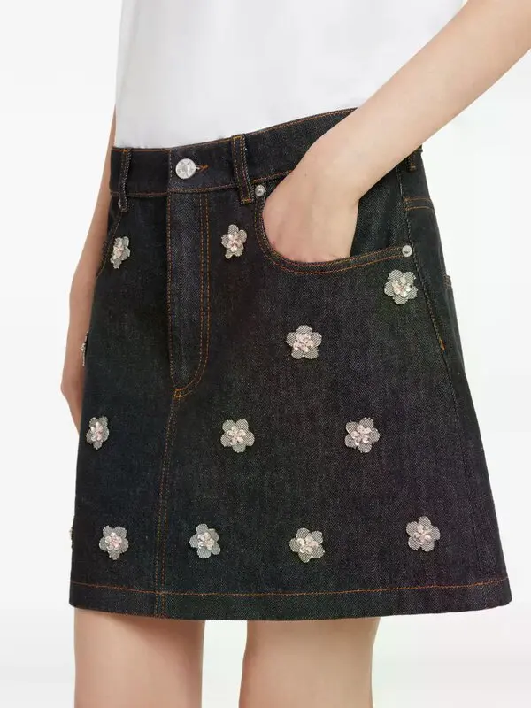 Marni Daisy Appliqué Denim Mini Skirt