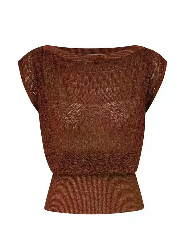 Zimmermann Awaken Metallic Lace Top - Brown