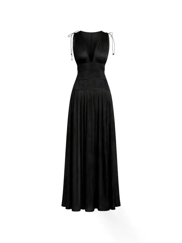 Ulla Johnson Tasneem V-neck Pleated Maxi Dress - Black