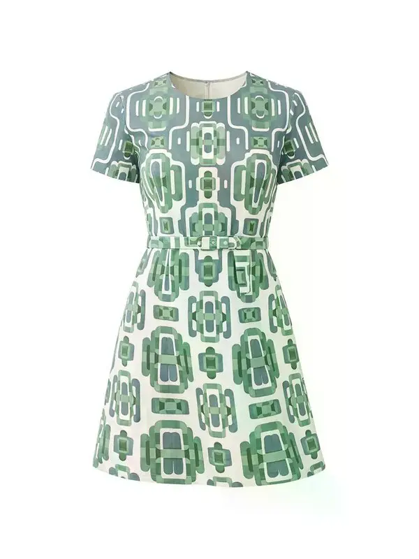 Alexis Silva Geometric-print Mini Dress - White