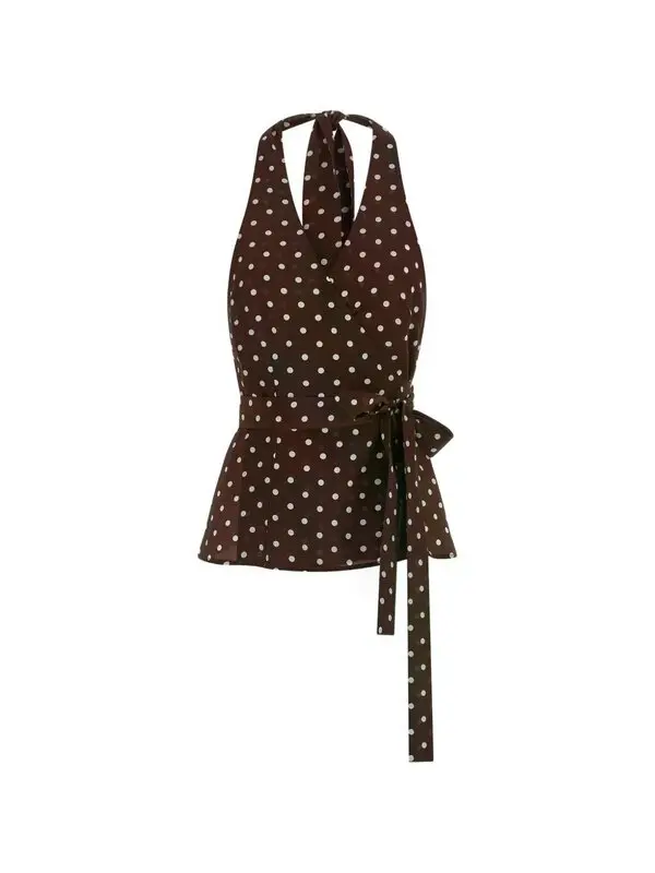 P.a.r.o.s.h Polka-dot Tie Top - Brown