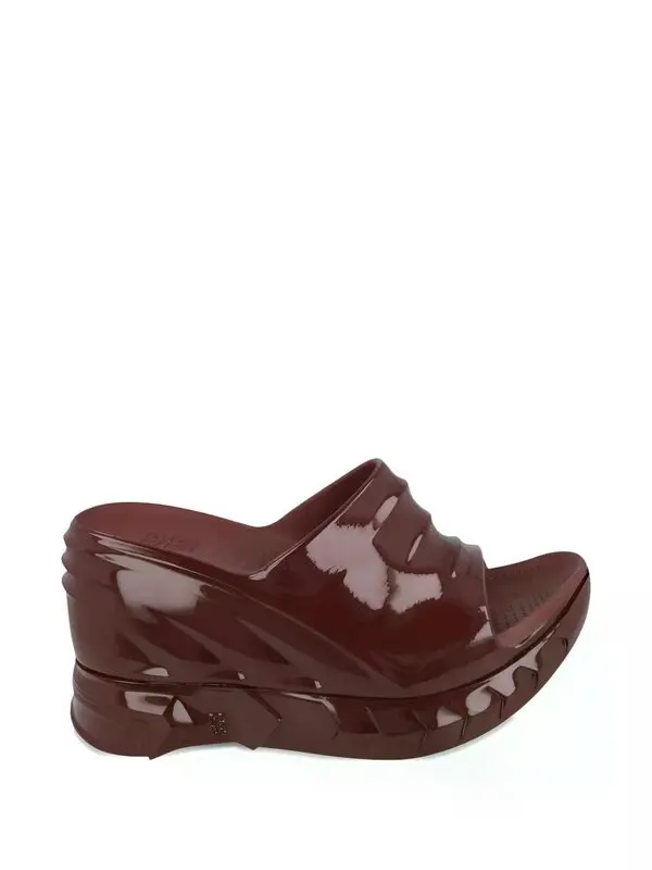 Givenchy Marshmallow Wedge Slide Oxblood Sandals - Red