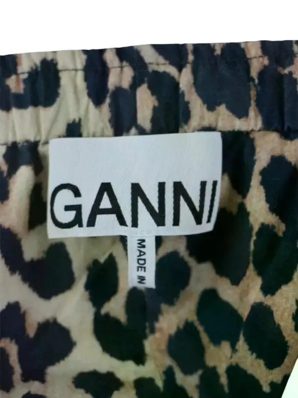 GANNI Leopard-print Puff-sleeved Top