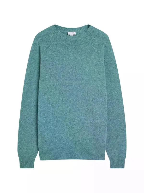 Sunspel Melangé Wool Jumper - Green