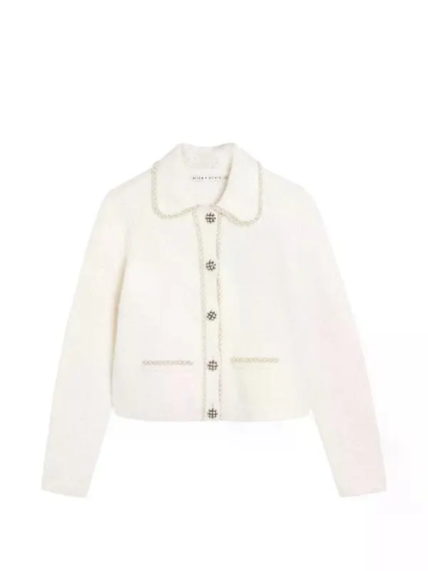 Alice + Olivia Noella Embellished Knit Jacket - Neutrals