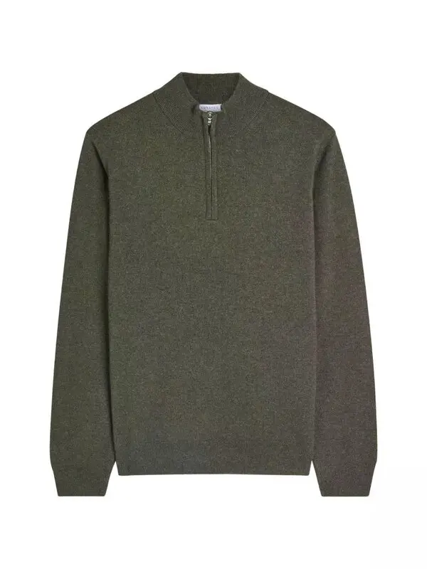 Sunspel Zip-up Knitted Sweater - Green