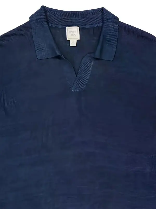 120% Lino Marine V-neck T-shirt - Blue