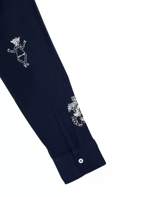 BAZISZT Embroidered Button-up Shirt