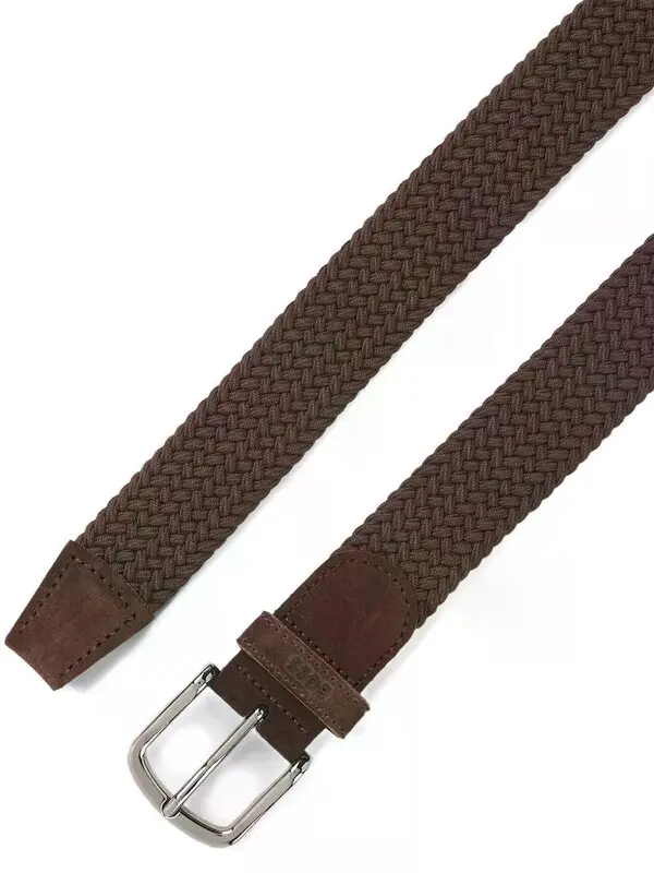 BOSS Woven Belt With Leather Trim