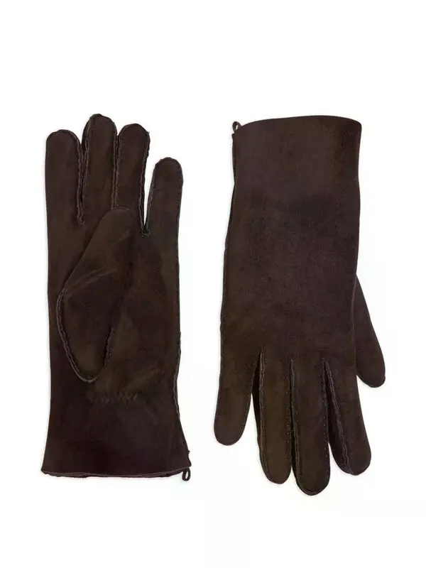 AGNELLE Denise Leather Gloves - Brown