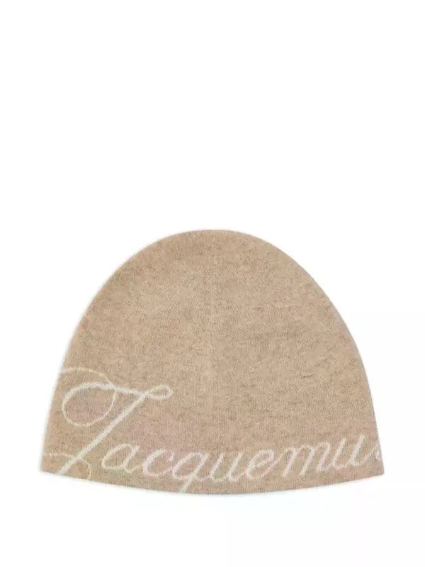 Jacquemus Logo-intarsia Beanie Hat - Neutrals