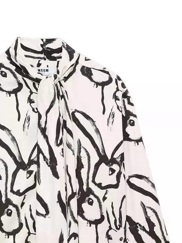 MSGM Printed Tie Neck Shirt