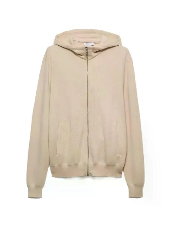 Prada Cashmere Hoodie Cardigan - Neutrals