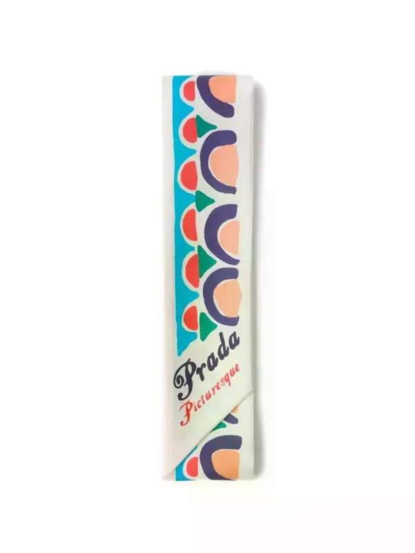 Prada Printed Silk Twill Skinny Scarf - Neutrals