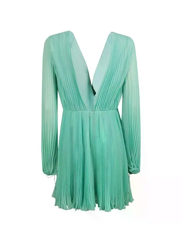 Max Mara V-neck Pleated Mini Dress