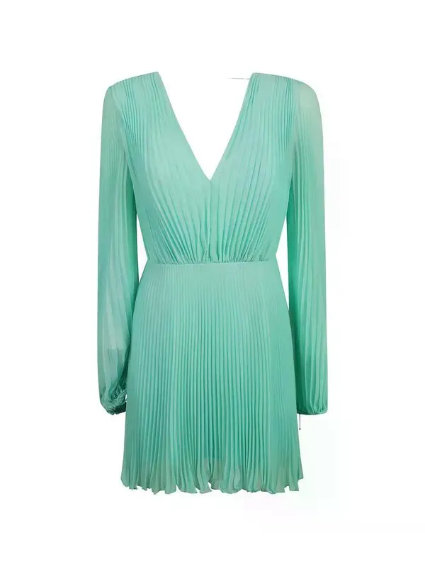 Max Mara V-neck Pleated Mini Dress