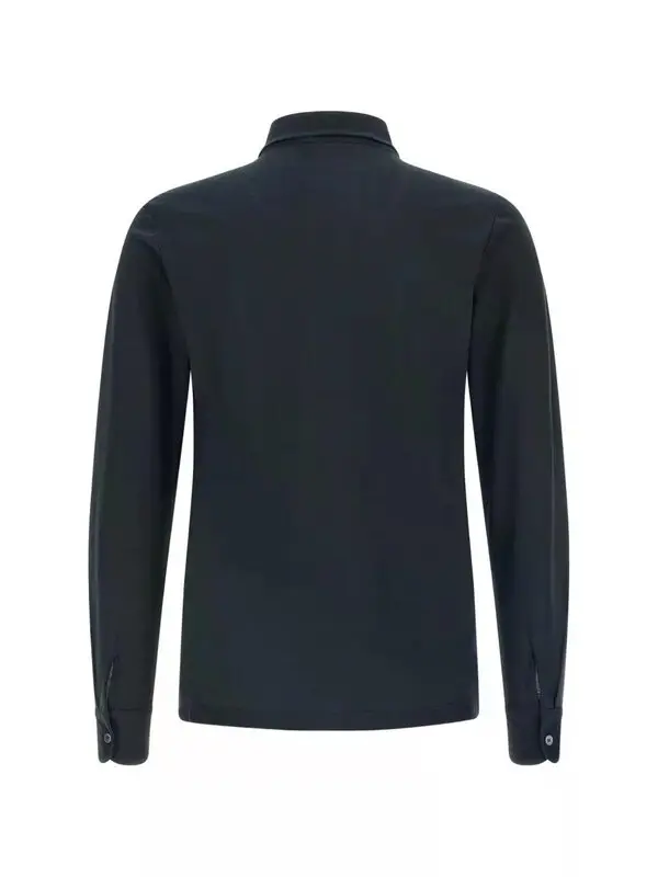 ZANONE Buttoned Long-sleeve Polo Shirt - Blue