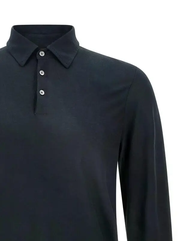 ZANONE Buttoned Long-sleeve Polo Shirt - Blue