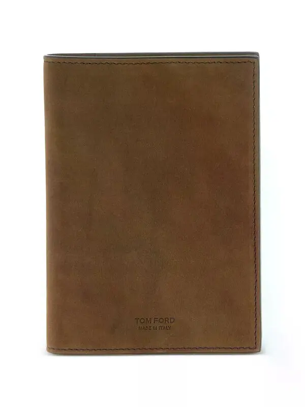 TOM FORD Embossed Folding Leather Passport Holder - Brown