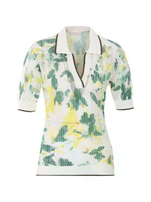 Liu Jo Printed Mesh V-neck T-shirt