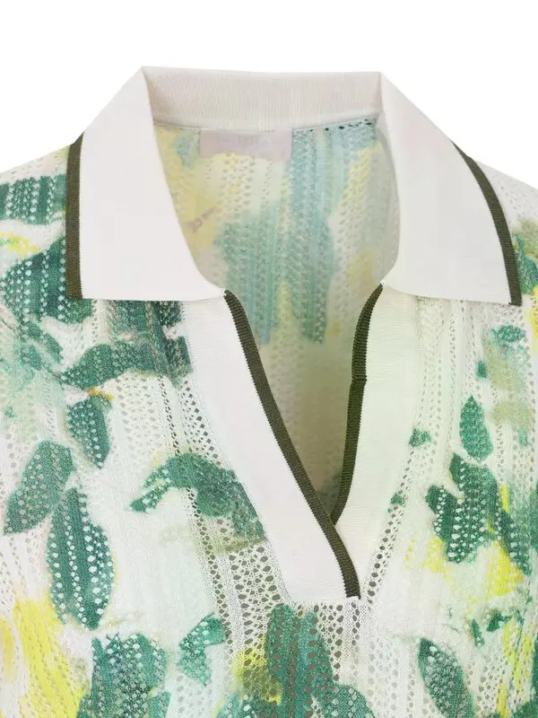 Liu Jo Printed Mesh V-neck T-shirt