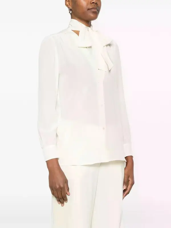 NILI LOTAN Colt Tie-neck Shirt - Neutrals