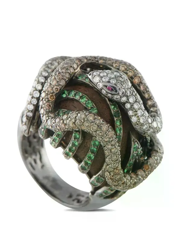 LB EXCLUSIVE Diamond And Sapphire Snake Ring