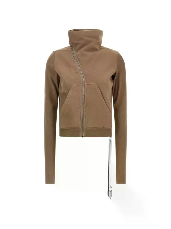 Rick Owens Turtleneck Sweatshirt With Asymmetrical Zip - Neutrals