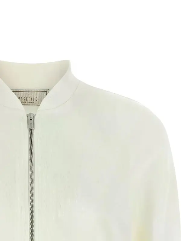Peserico Punto Luce Ribbed Knit Zip Sweatshirt - White