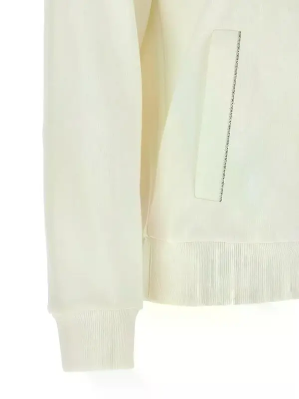 Peserico Punto Luce Ribbed Knit Zip Sweatshirt - White