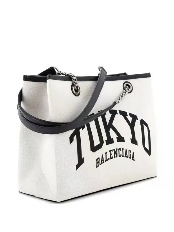 Balenciaga Cities Duty Free Printed Canvas Medium Tote Bag - Black