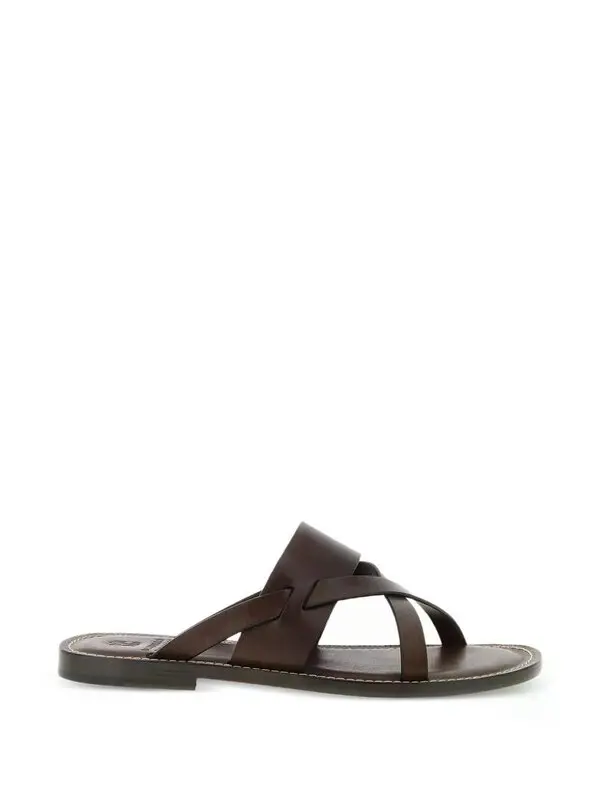Brunello Cucinelli Criss-cross Leather Sandals - Brown