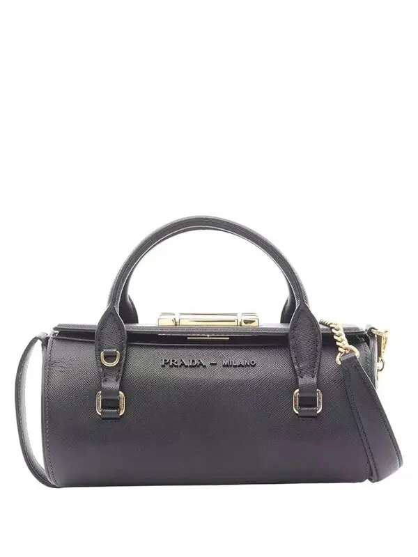 Prada Mini Saffiano Sybille Barrel Satchel Bag - Black