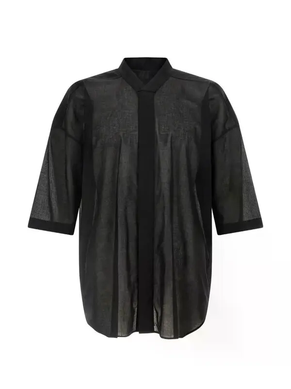Rick Owens Jumbo Faun High-neck Short-sleeve Shirt - Black