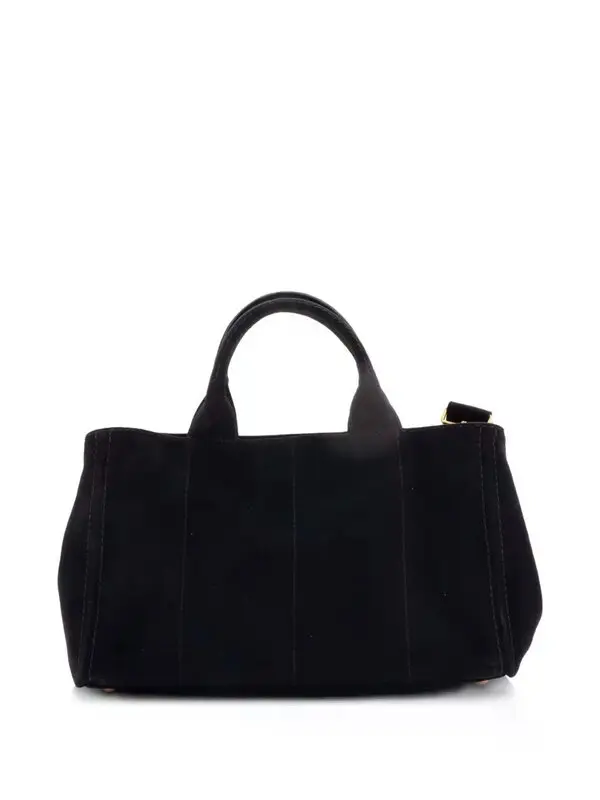 Prada Canapa Convertible Canvas Medium Tote Bag - Black