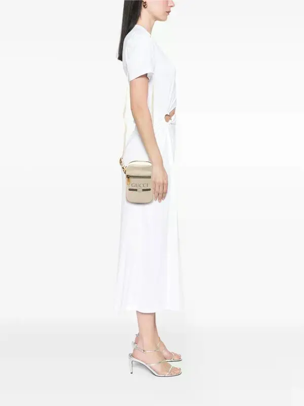Gucci 2000-2015 Mini Grained Calfskin Logo Crossbody Bag