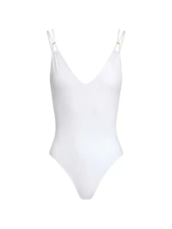 Elisabetta Franchi Cross-strap V-neck Swimsuit - White
