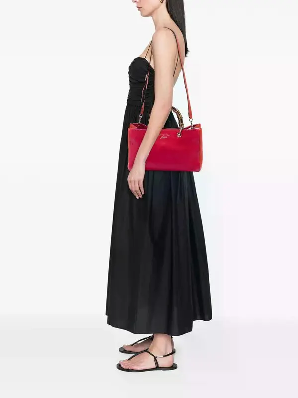 Gucci 2016-2026 Medium Calfskin Bamboo Shopper Satchel - Red
