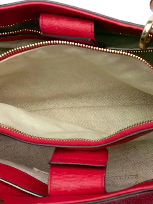 Gucci 2016-2026 Medium Calfskin Bamboo Shopper Satchel - Red