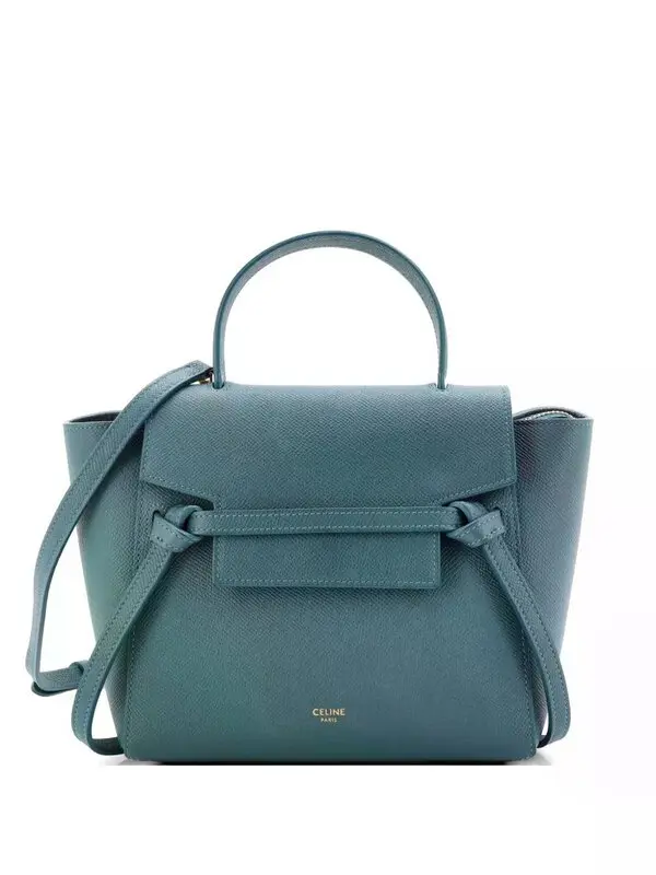 Celine Belt Bag Textured Leather Nano Shoulder Bag - Green