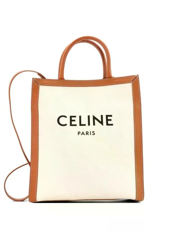 Celine Vertical Cabas Canvas Small Tote Bag - Brown