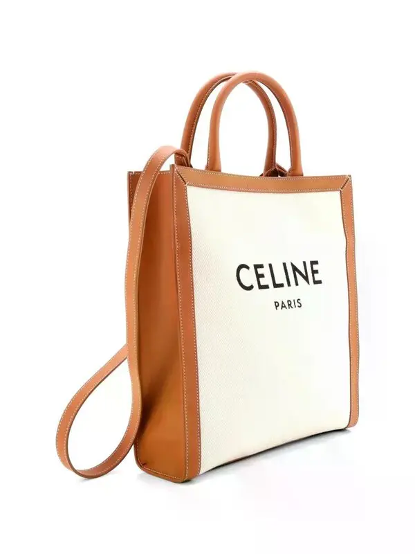 Celine Vertical Cabas Canvas Small Tote Bag - Brown