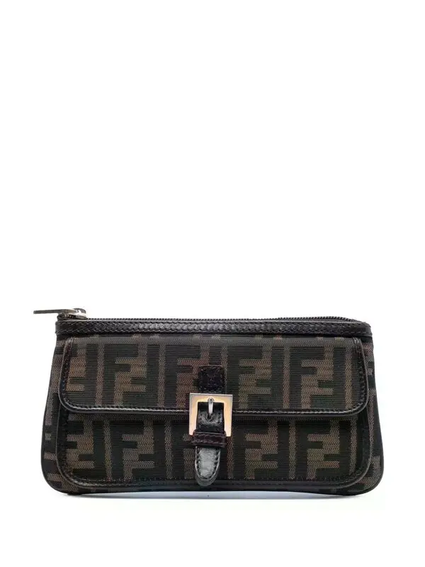 Fendi Zucca Canvas Zip Clutch Bag