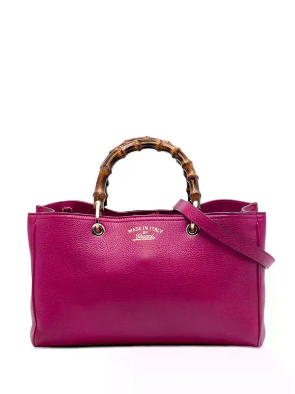 Gucci Medium Calfskin Bamboo Shopper Satchel - Pink