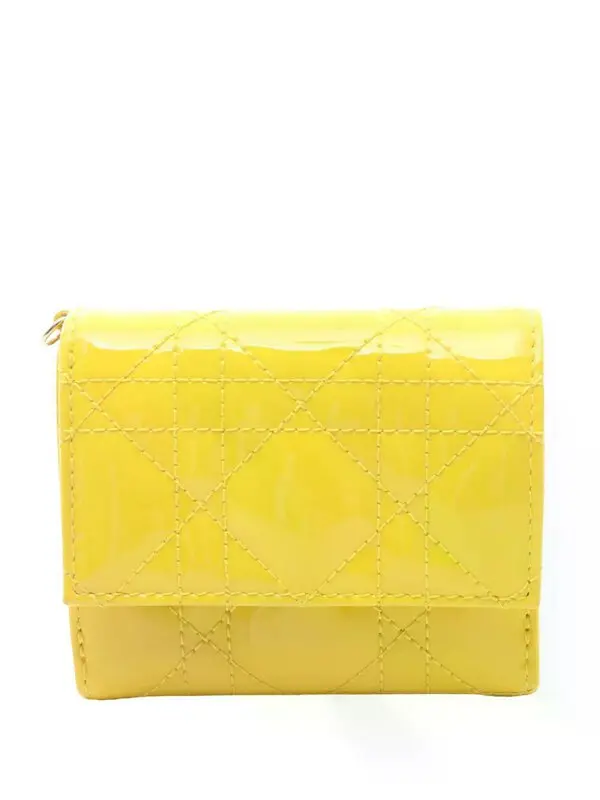 Dior 2010-2026 Patent Leather Lotus Wallet Small Wallets - Yellow