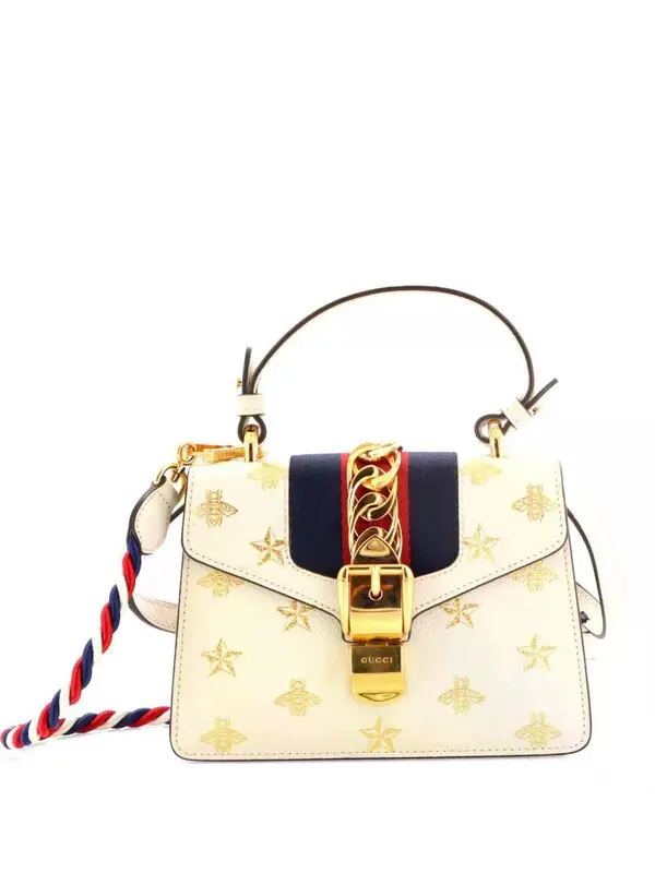 Gucci Sylvie Top Handle Mini Shoulder Bag Printed Leather